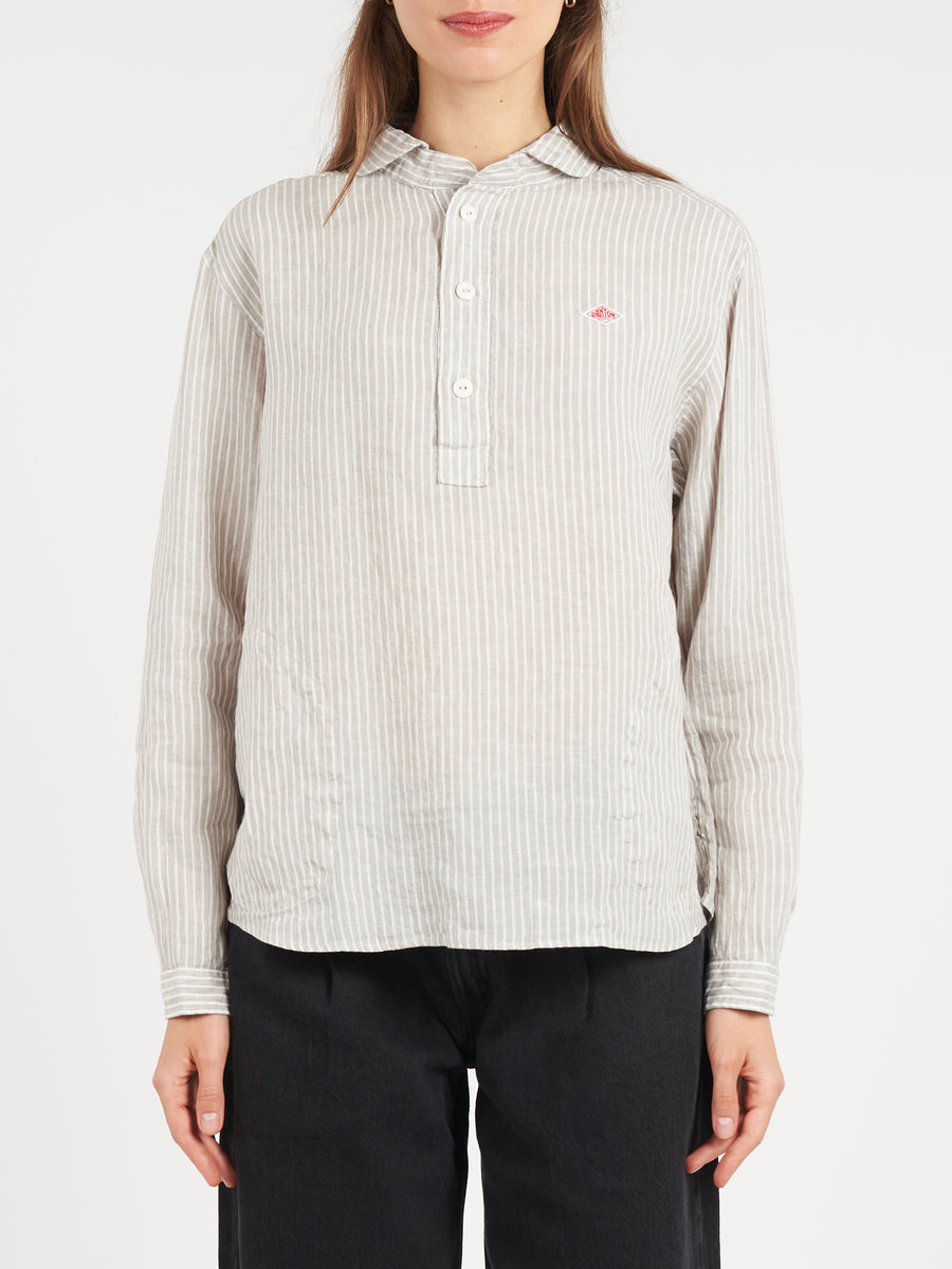 Danton - Women's Round Collar Pullover L/S Shirt in Grey and Ecru – gravitypope