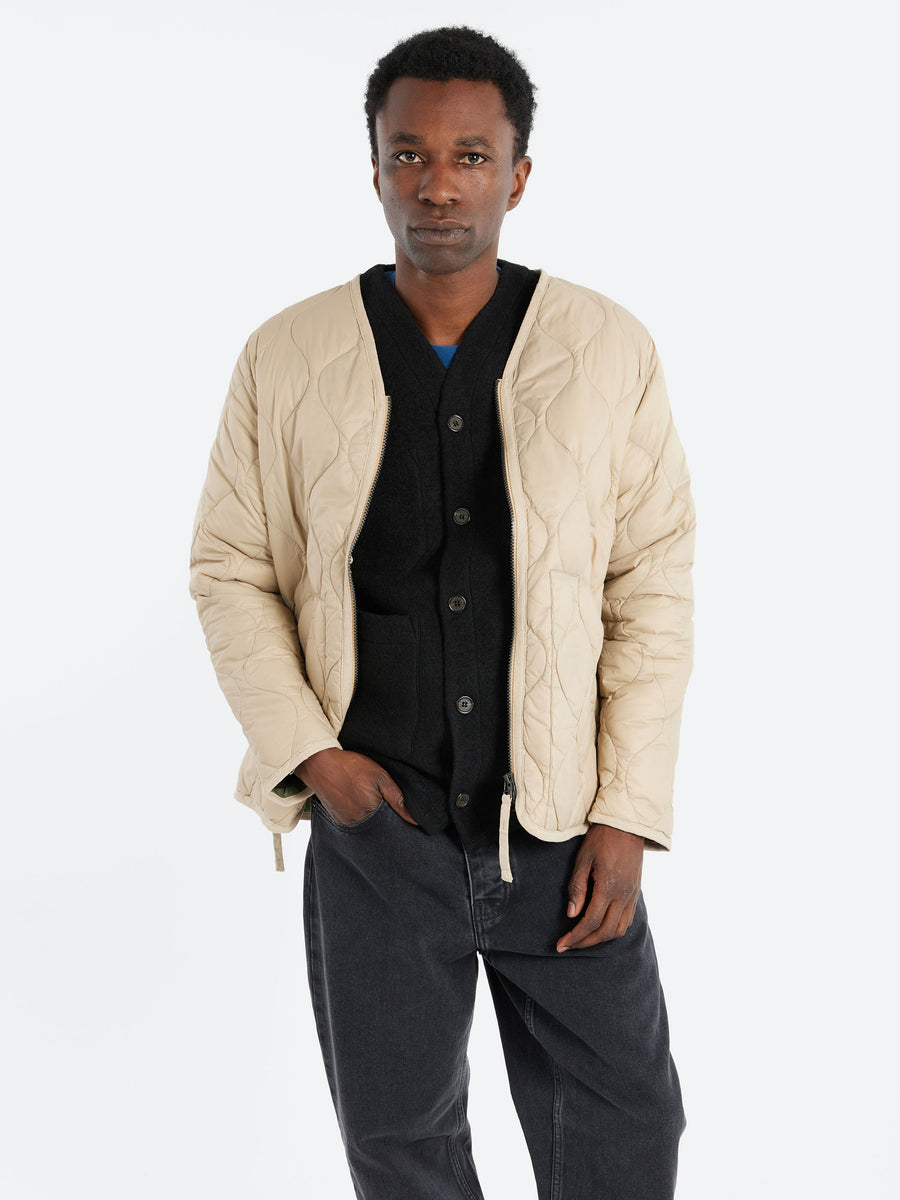 TAION - Military Zip V-Neck Down Jacket in Grey Beige – gravitypope