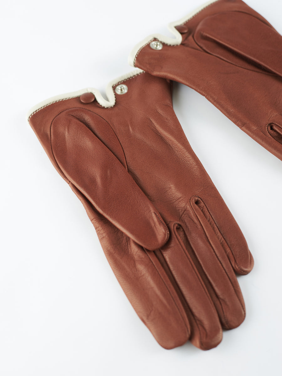 Mario Portolano - 3794 Nappa Short Glove Contrast Piping in Cognac and ...