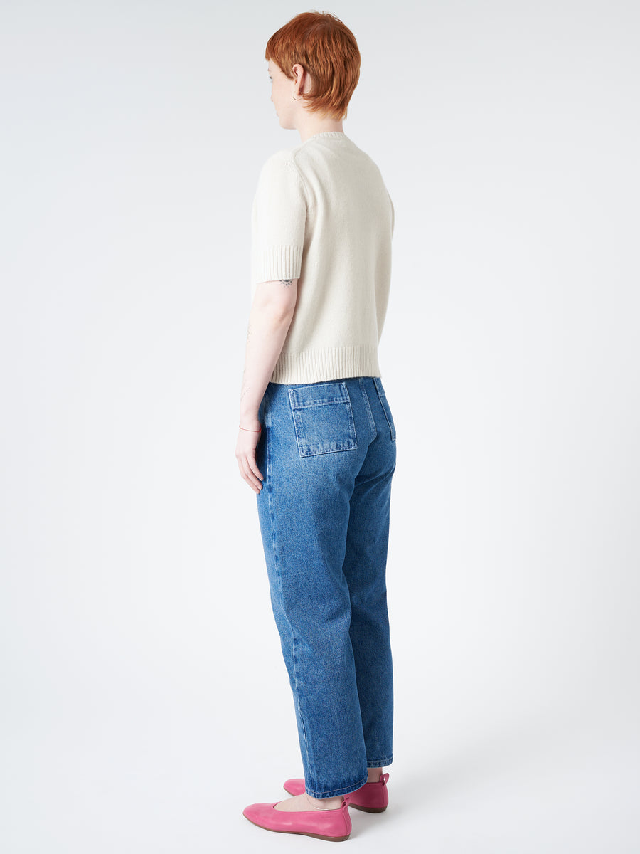 Roberto Collina - Crop Crewneck in Meringa (White) – gravitypope