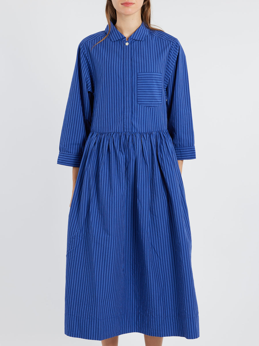 TOAST - Stripe Poplin Shirt Dress in Blue Tourmaline – gravitypope