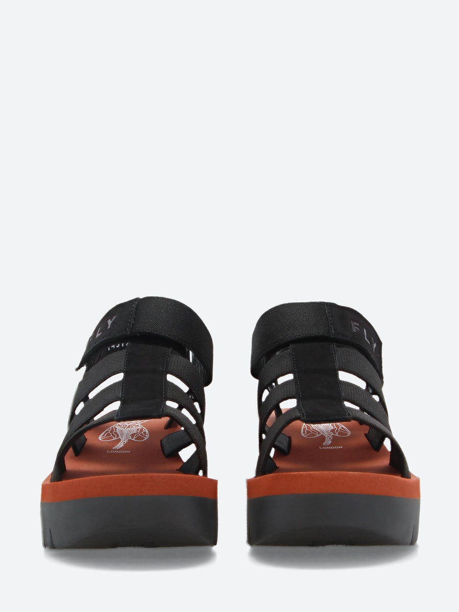 FLY London - Yoko Yoji Platform Sandals in Black and Brick – gravitypope