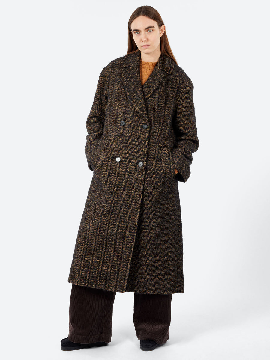 TOAST - Wool Tweed Herringbone Coat in Brown and Black – gravitypope