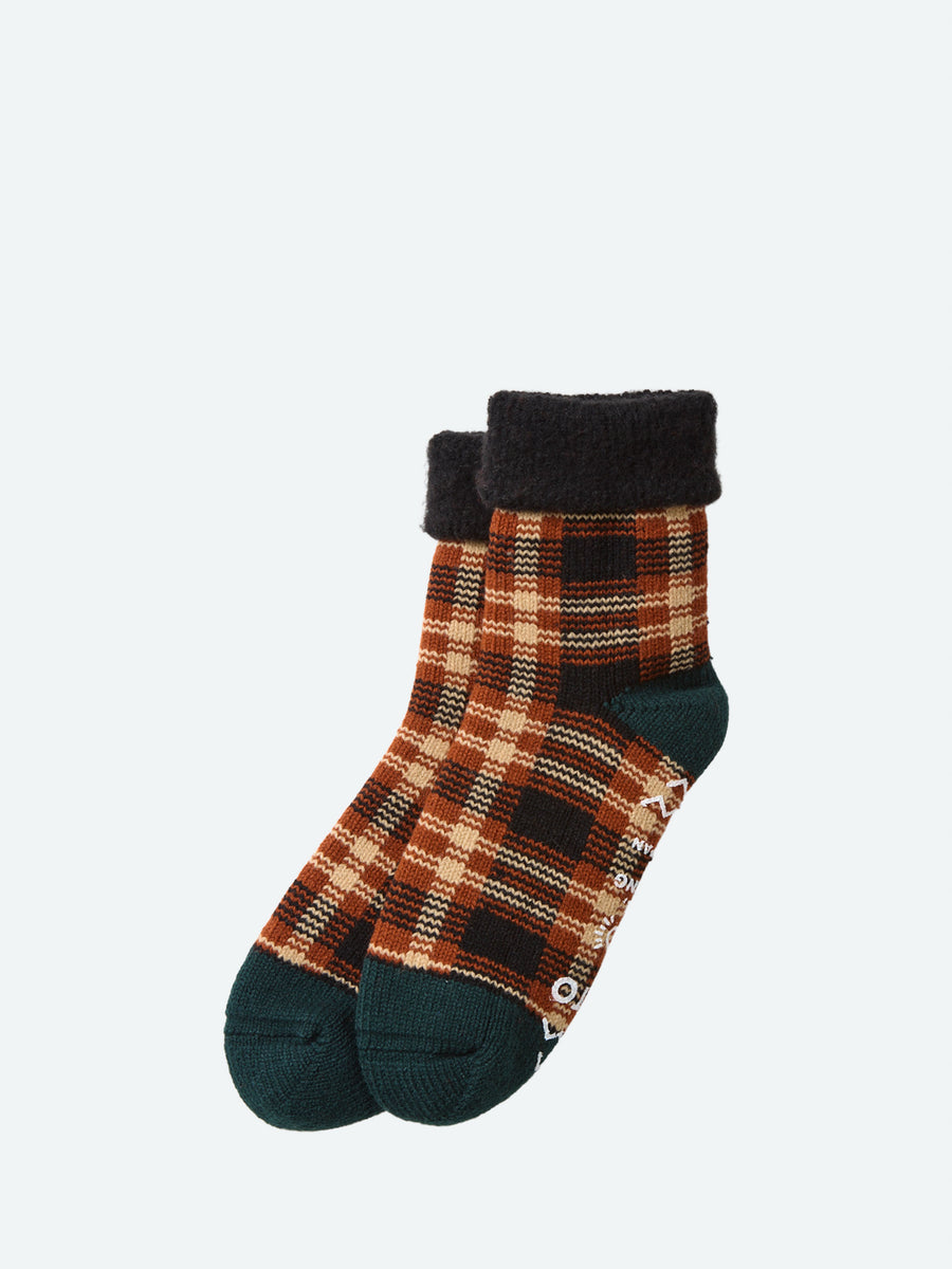 ROTOTO - Comfy Room Sock Check in Black and Brown – gravitypope