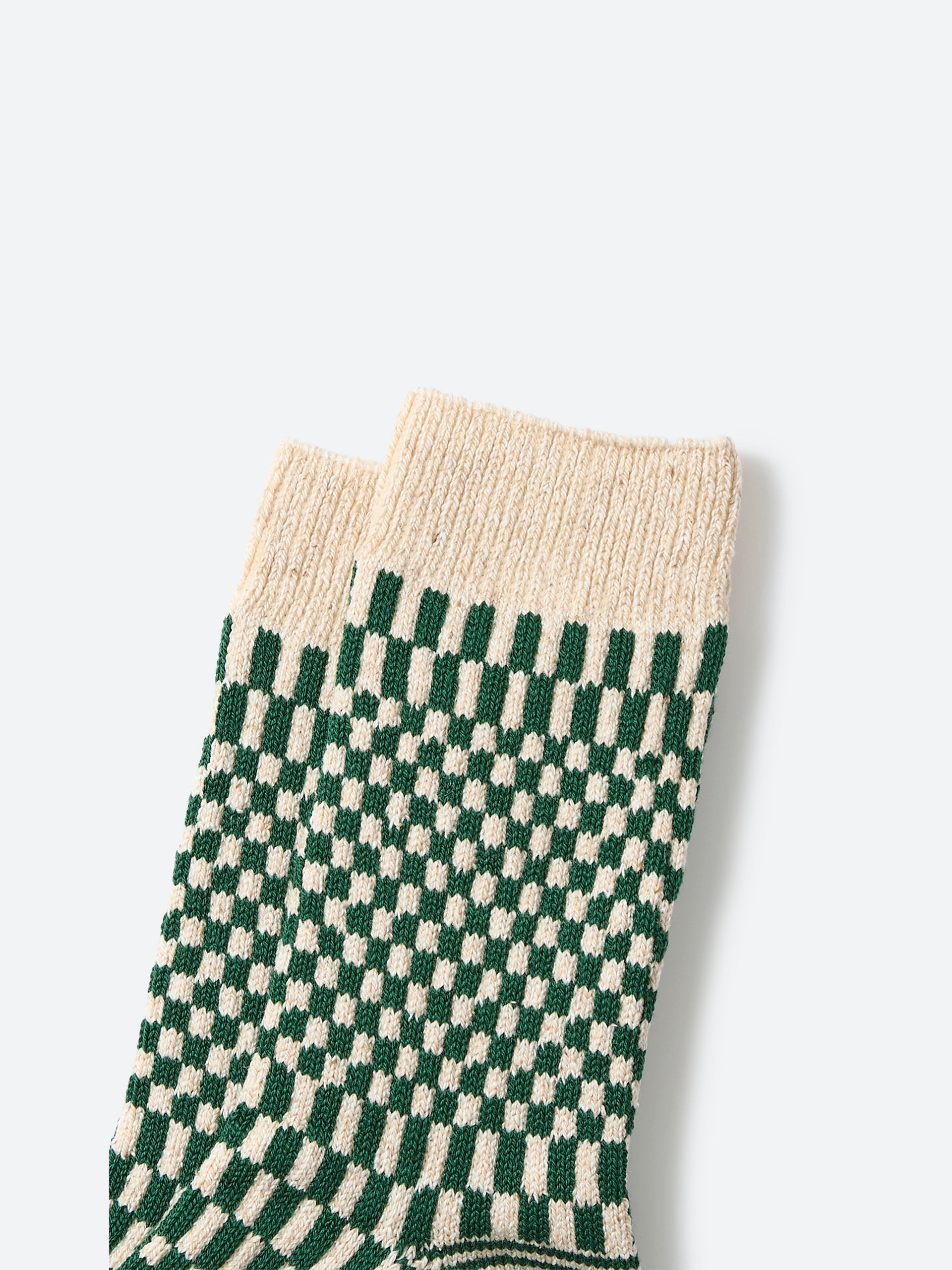 ROTOTO - Checkerboard Crew Sock in Black and Green – gravitypope