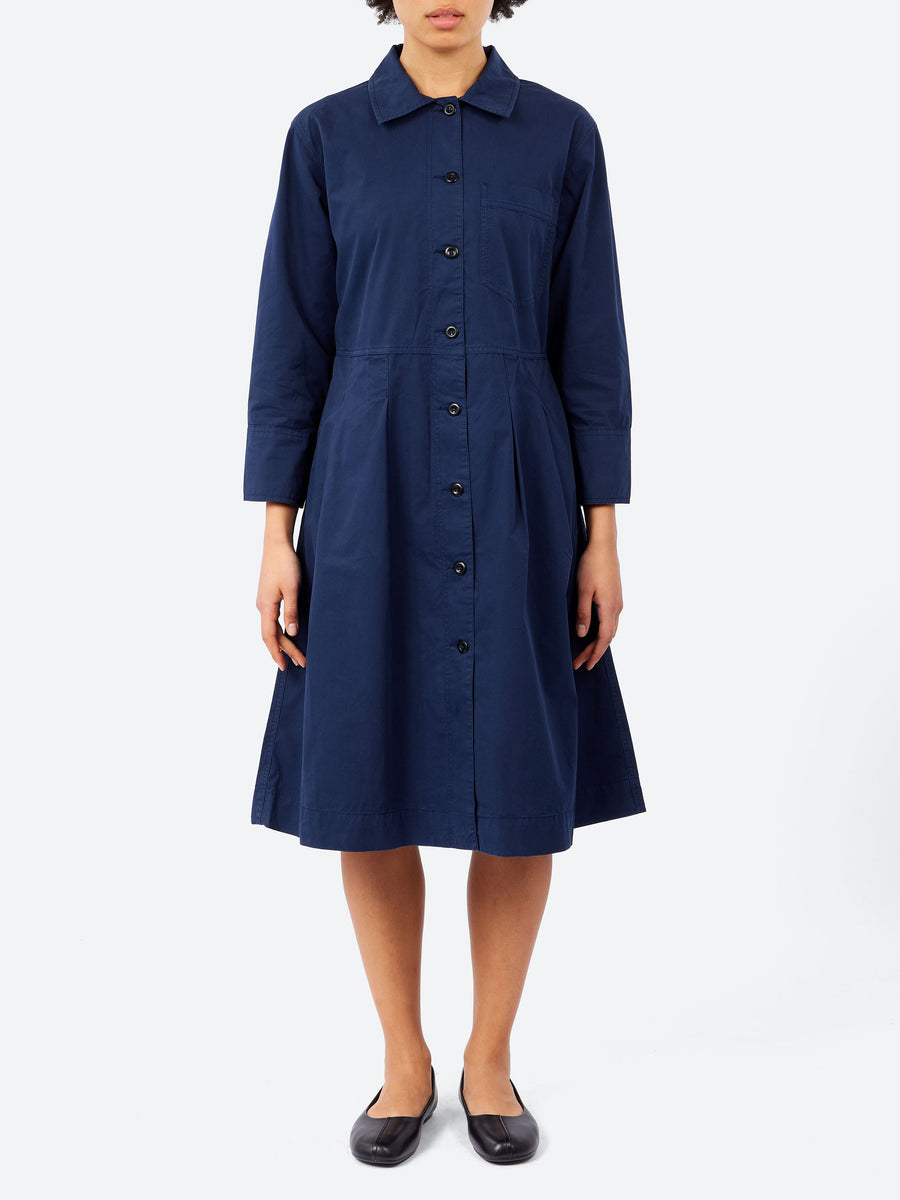 Margaret Howell - MHL. Pleated Shirt Dress in Midnight – gravitypope