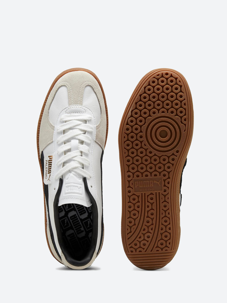 Puma - Palermo Women's Leather Sneakers in White, Grey and Gum ...