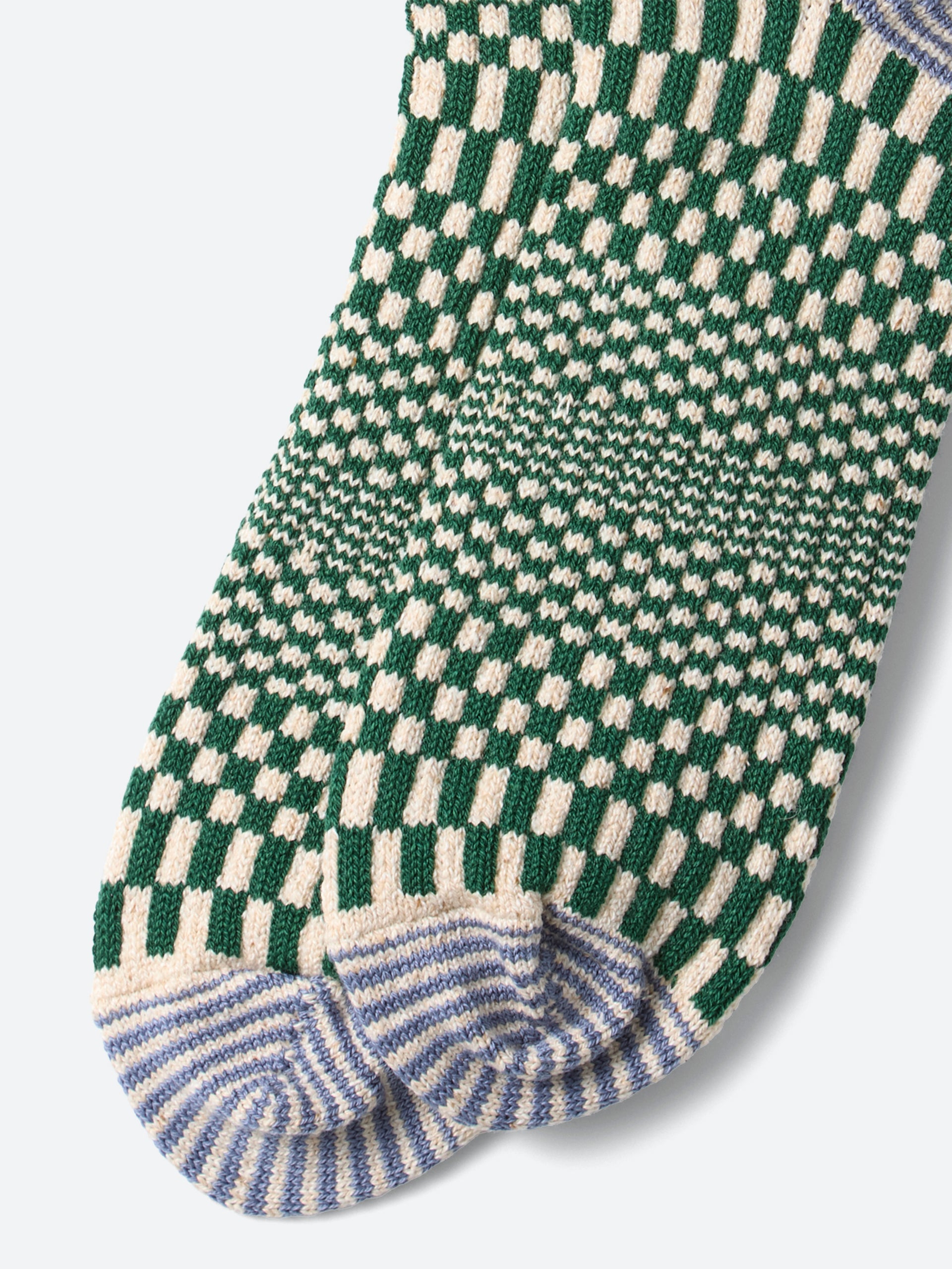 ROTOTO - Checkerboard Crew Sock in Black and Green – gravitypope